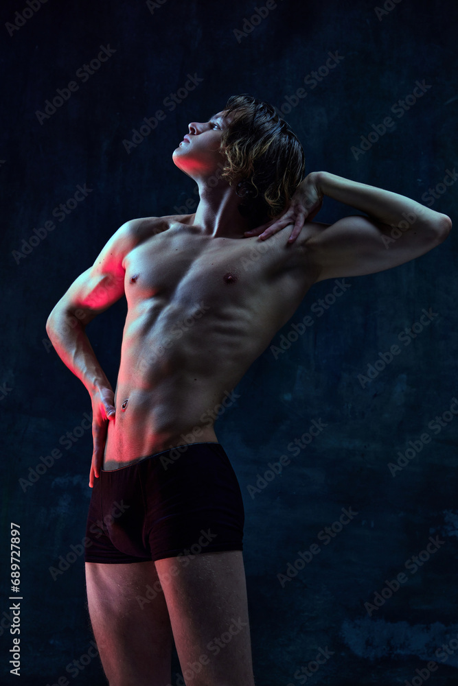 Handsome Shirtless Young Guy With Relief Muscular Fit Body Shape