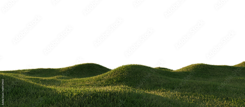 Hills with grass on a transparent background. 3D rendering. Stock Photo ...