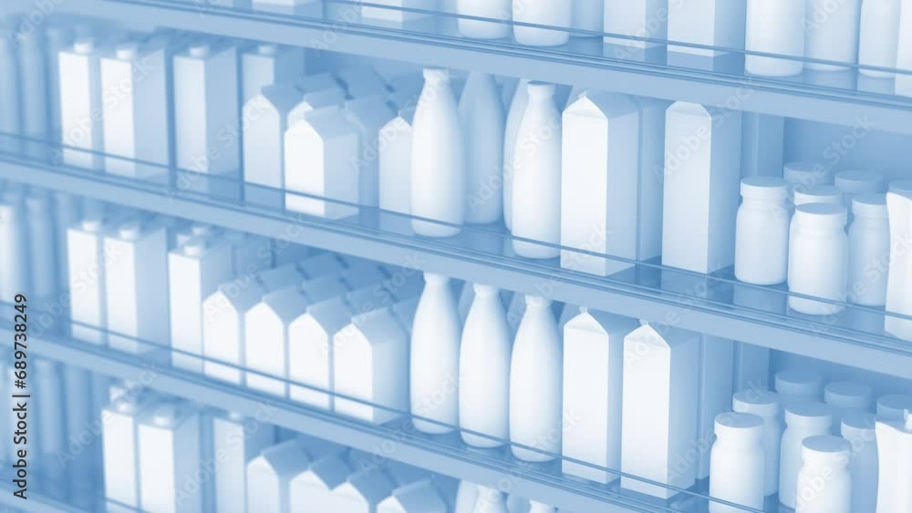 Shelves with products in a grocery store. Shopping in supermarket ...