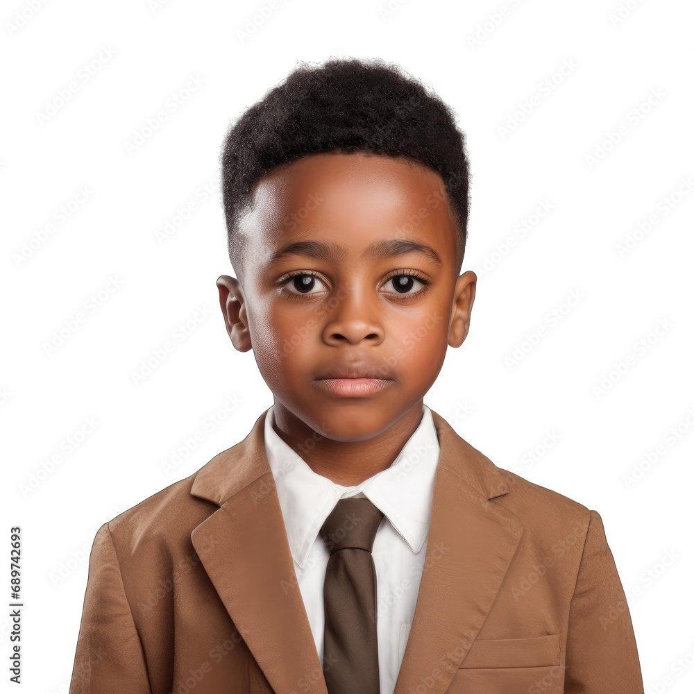 African American boy schoolboy isolated on transparent and white ...