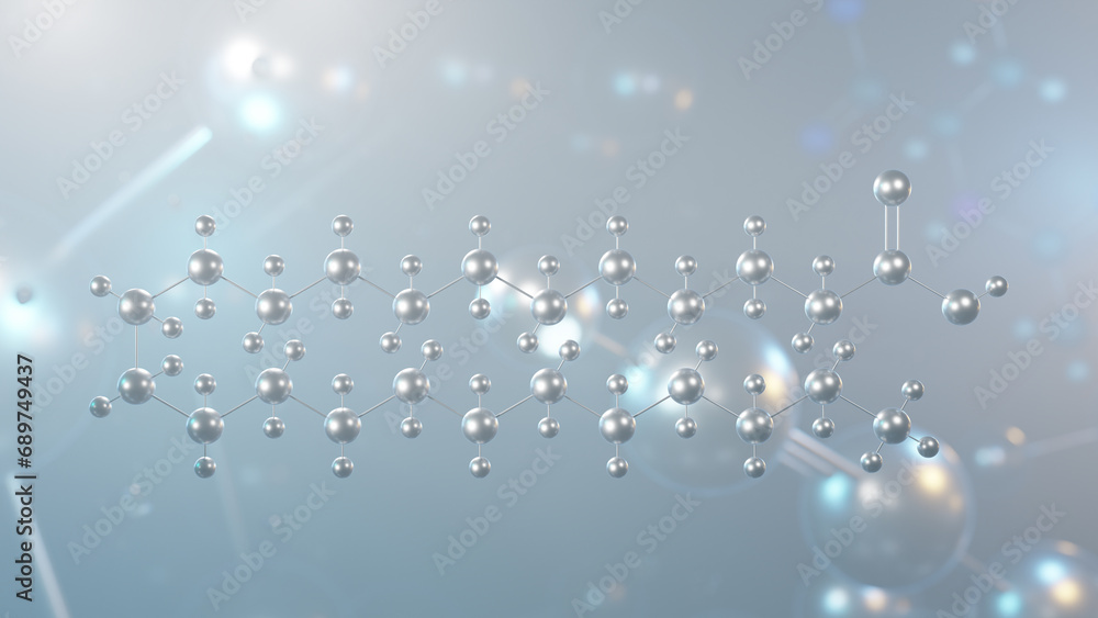 lignoceric acid molecular structure, 3d model molecule, saturated fatty ...