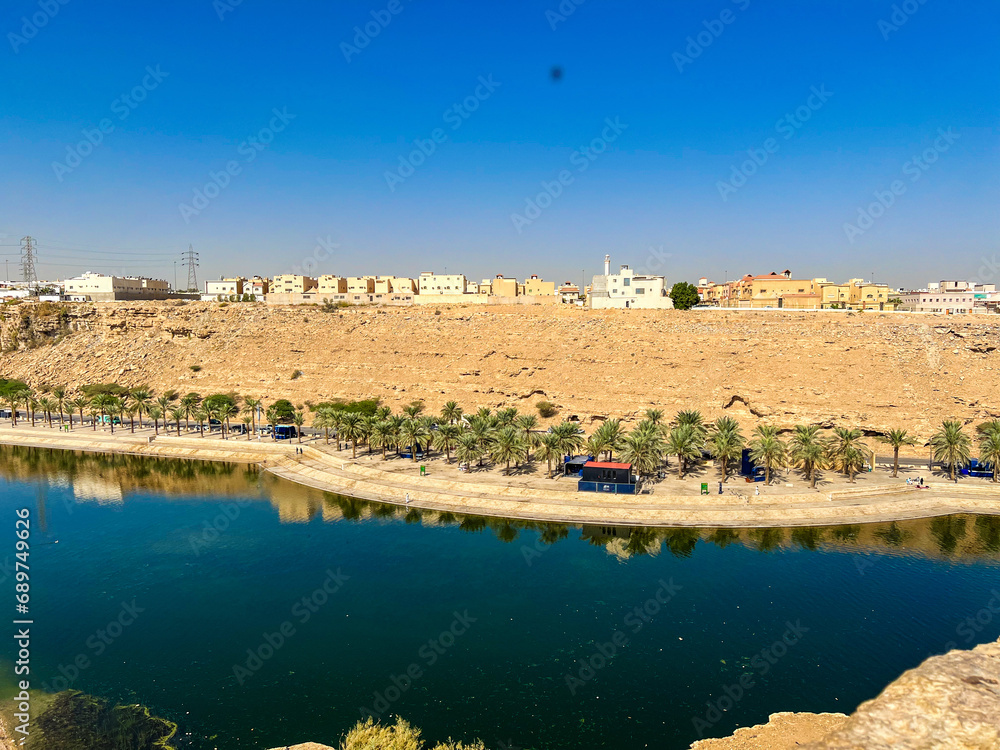 A beautiful daytime view of Wadi Namar Dam in riyadh , Saudi Arabia ...