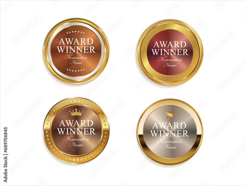Collection of award winner golden badges and labels Stock Vector ...