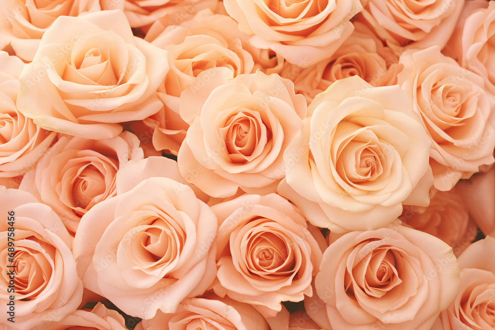 roses background in color of the year 2024 peach fuzz Stock Photo ...