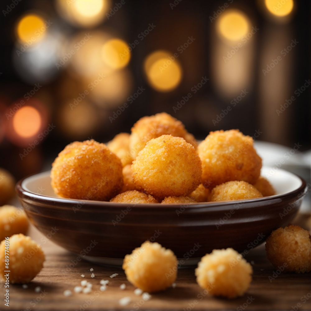 Fried chicken nuggets, crispy breaded chicken bites, golden-brown fried ...