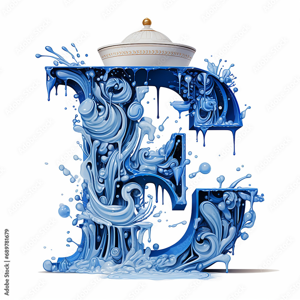 illustration of a blue and white background, capital letter e typed by ...