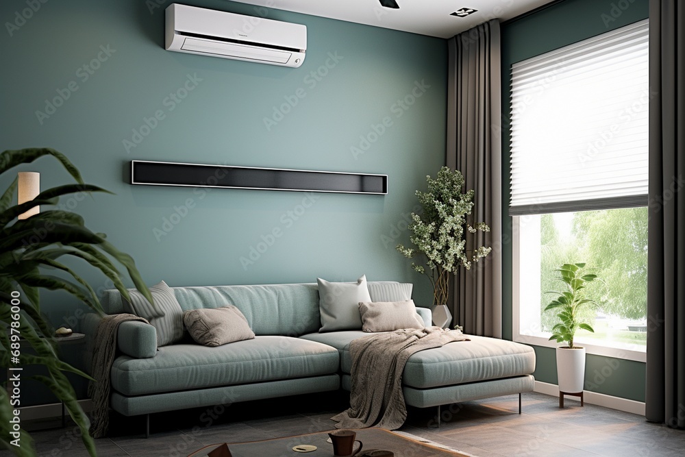 air conditioner installed at home, modern home interior design, modern ...
