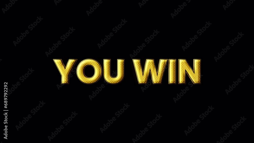 You win. The words "You win" in 3D style. 3D You win text. Golden You ...