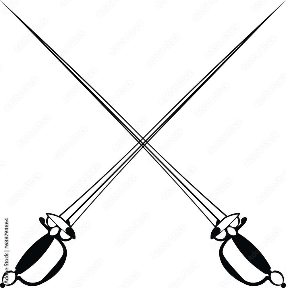 Cartoon Black and White Isolated Illustration Vector Of 2 Crossed ...