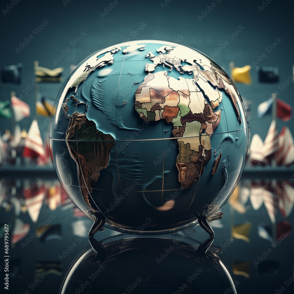 AI creates images of globes, technology concepts, combining old and new ...