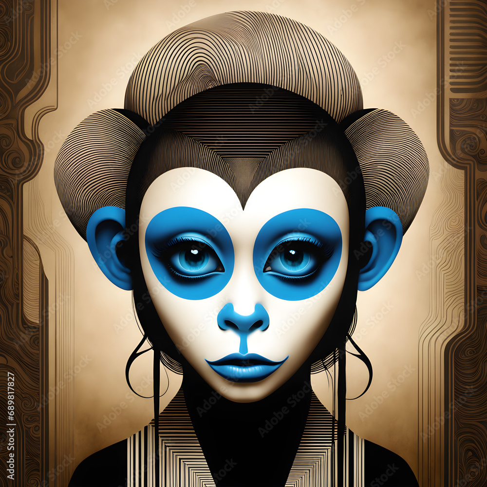 The Monkey Lady is an artwork that is made with black and white smoky ...