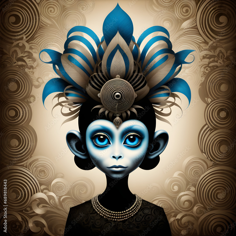 The Monkey Lady is an artwork that is made with black and white smoky ...