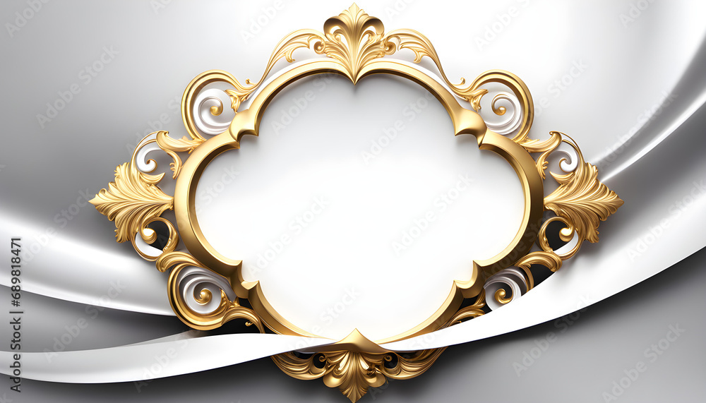 Beautiful elegant frame with gold on an elegant white background, Happy ...