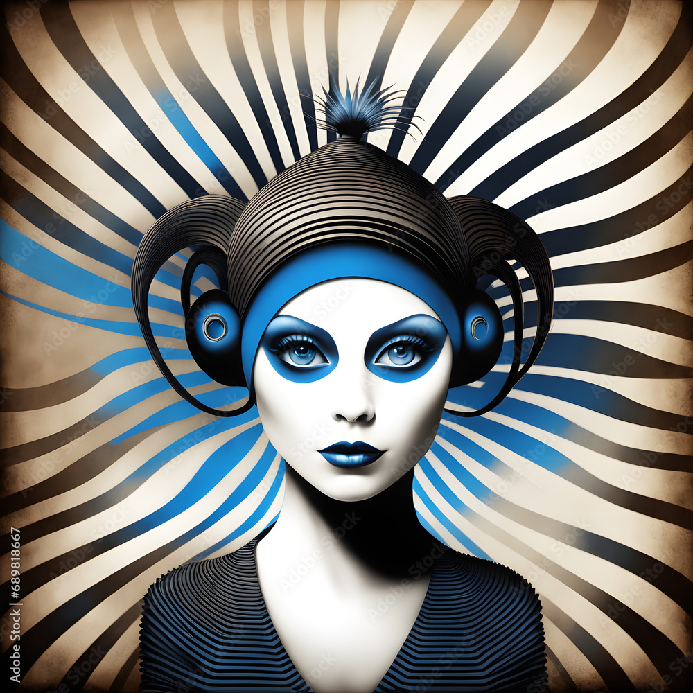 The Monkey Lady is an artwork that is made with black and white smoky ...