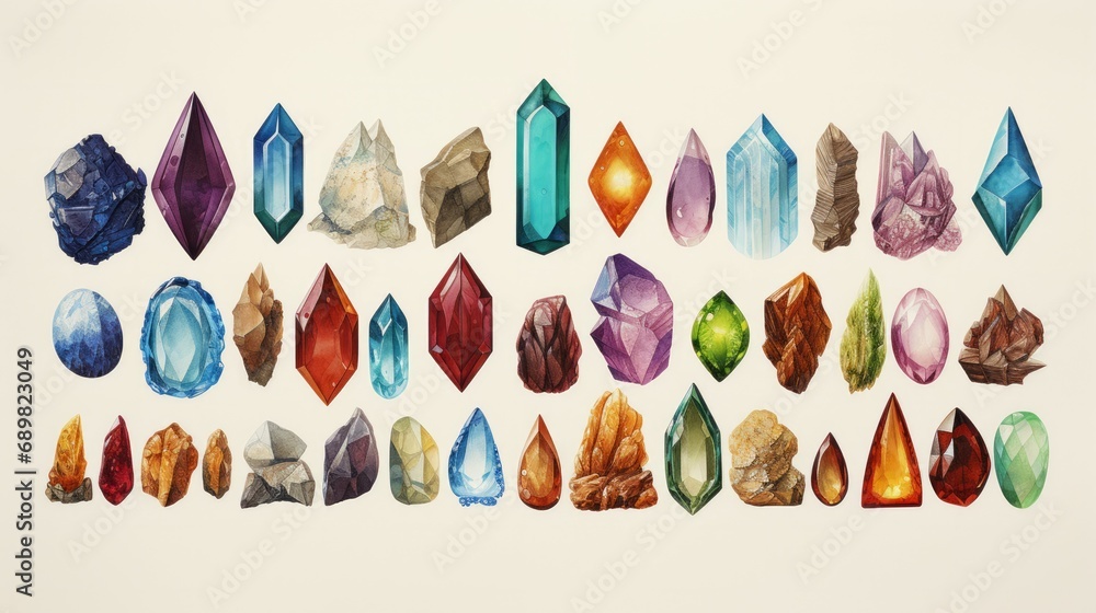 Collection of different gemstones on white background. Banner design ...