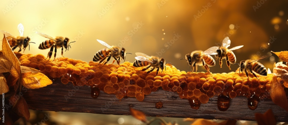 A group of bees flying around a beehive Busy Bees Buzzing Around Their ...