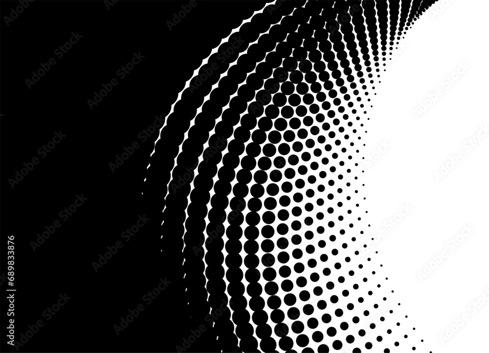 Vector transition from black to white with round dots. Halftone pattern ...