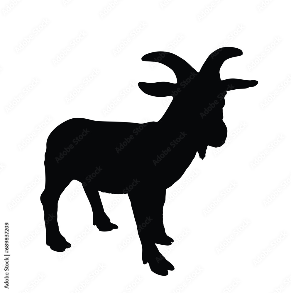 Goat vector silhouette illustration isolated on white background. Farm ...