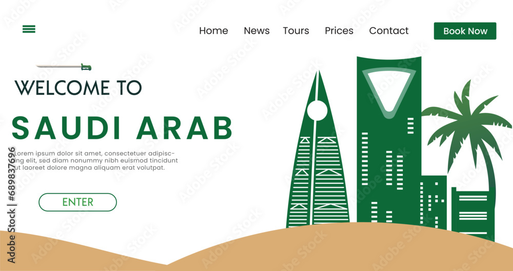Welcome to Saudi Arabia Skyline background vector illustration. Travel ...