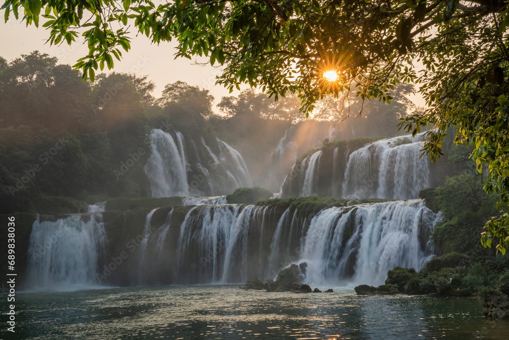 View of Ban Gioc Detian Falls along the Quay Son River on the Karst ...