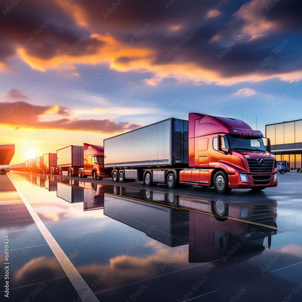 Fleet of Logistics Trucks: A dynamic image showing a fleet of logistics ...