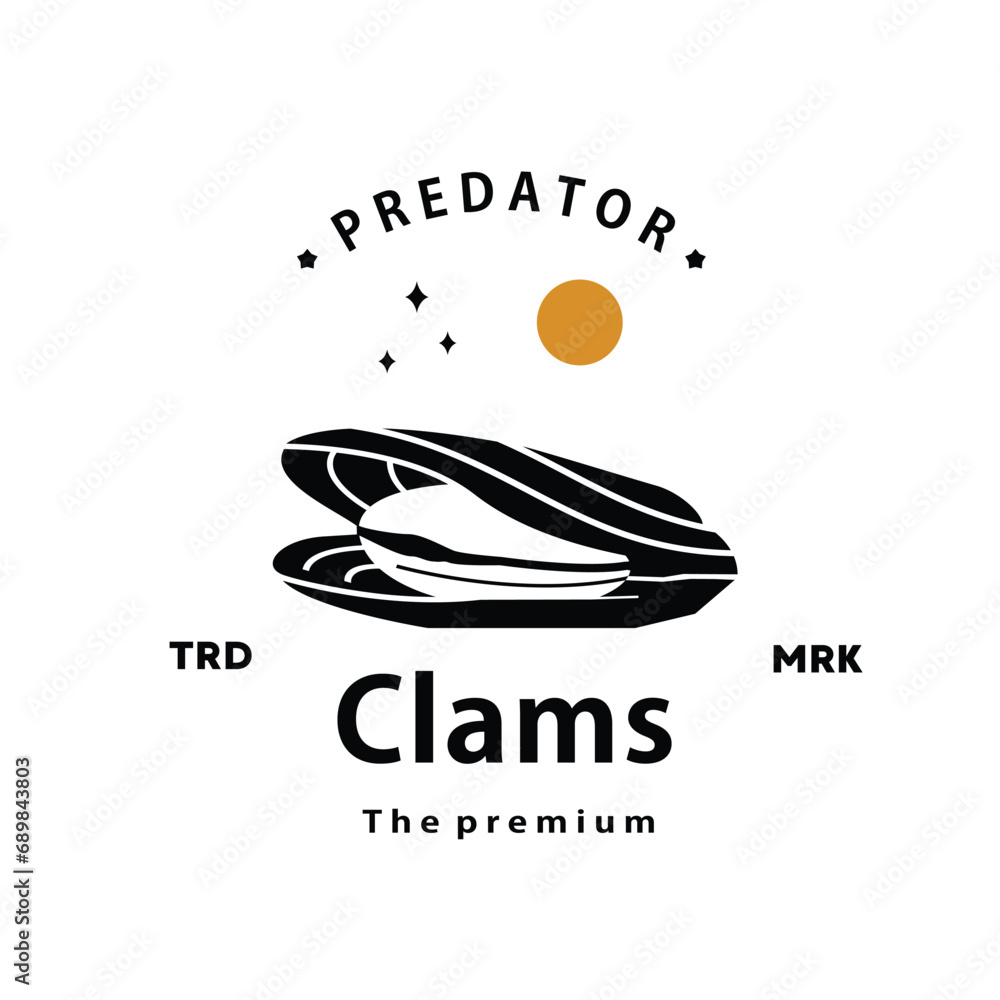 vintage retro hipster clams logo vector outline silhouette art icon ...