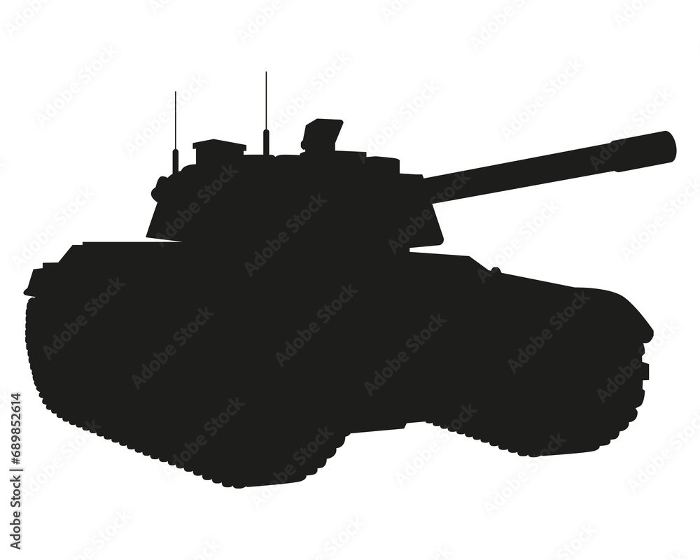 Main battle tank black silhouette. Armored fighting vehicle. Special ...
