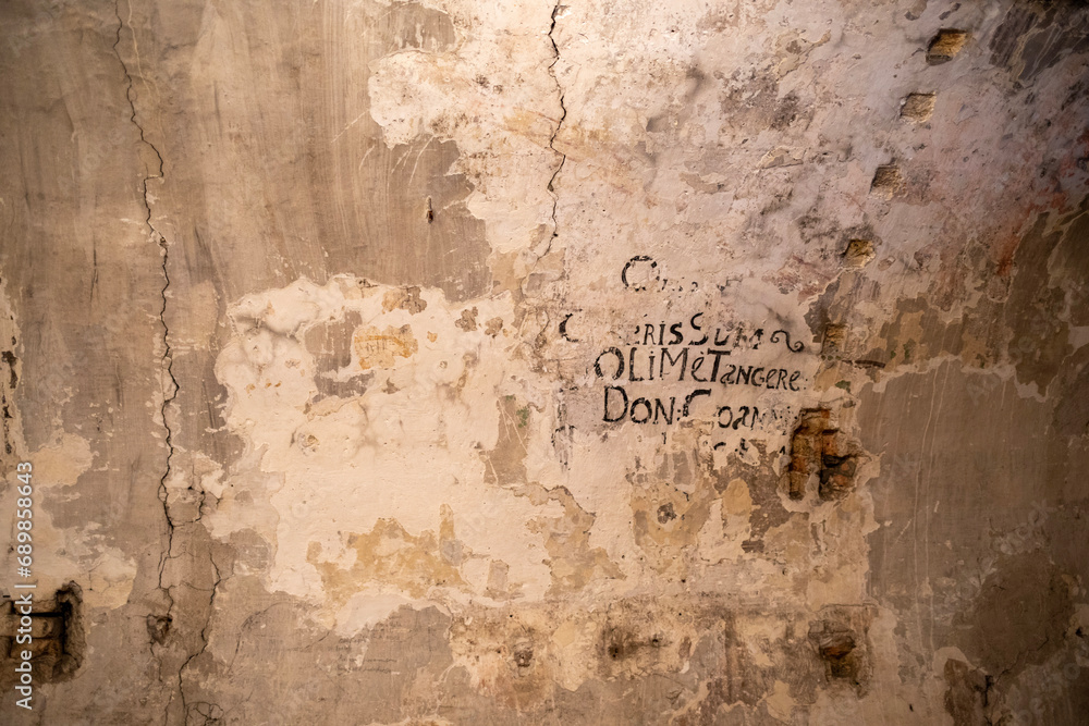 Graffiti in the prison cells within the Doge's Palace in Venice, Italy ...