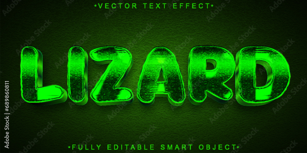 Cartoon Green Lizard Vector Fully Editable Smart Object Text Effect ...