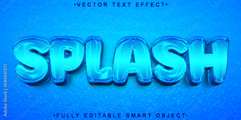 Blue Water Splash Vector Fully Editable Smart Object Text Effect Stock ...