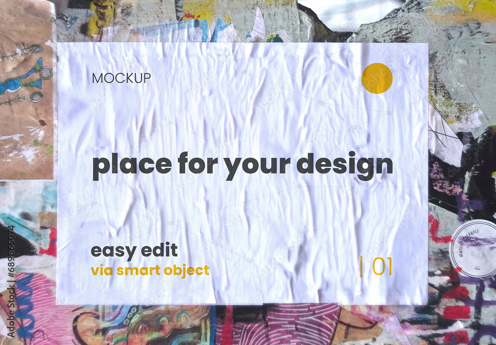 Horizontal Paper Paste on Street Wall Mockup Stock Template | Adobe Stock