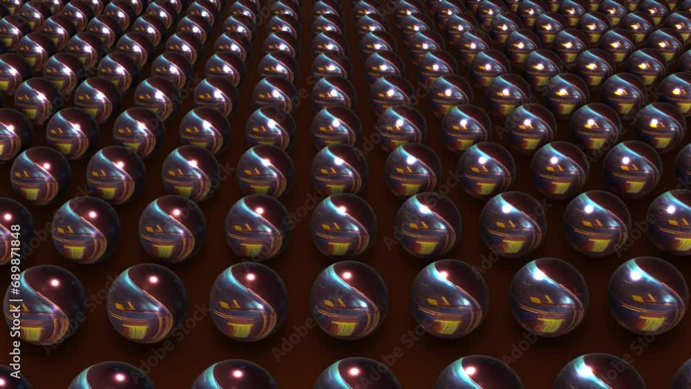 Closeup View Of 3d Metallic Ball Animation, Metallic Lots Of Ball On ...