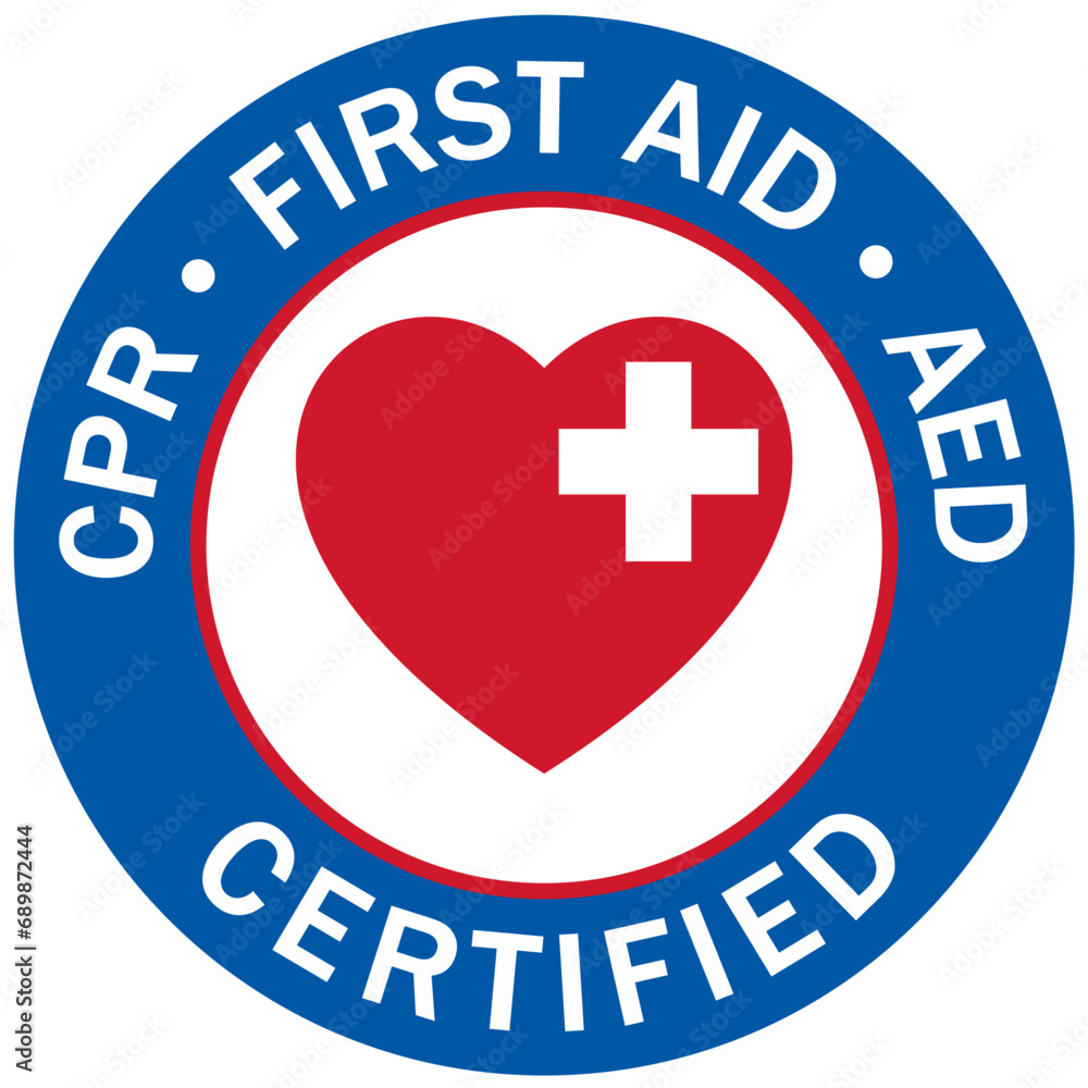First aid sign emblem sticker CPR first aid AED certified Stock Vector | Adobe Stock