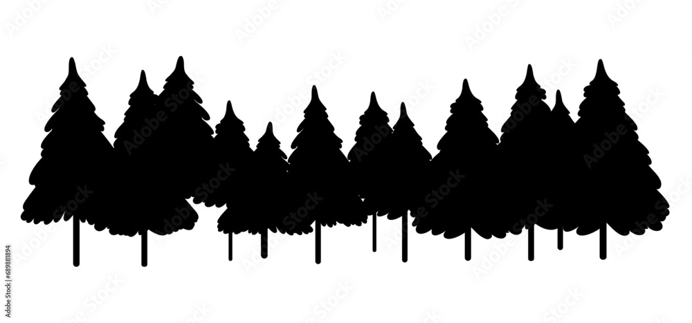 Black silhouette forest. Pine trees vector illustration. Stock Vector ...