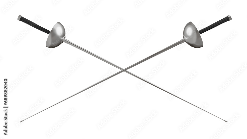 Photo & Art Print Crossed fencing swords or epees with black handles isolated on transparent and ...
