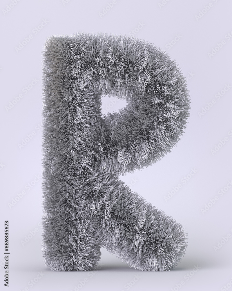 3d render of English alphabet in the form of fluffy letters. Letters ...