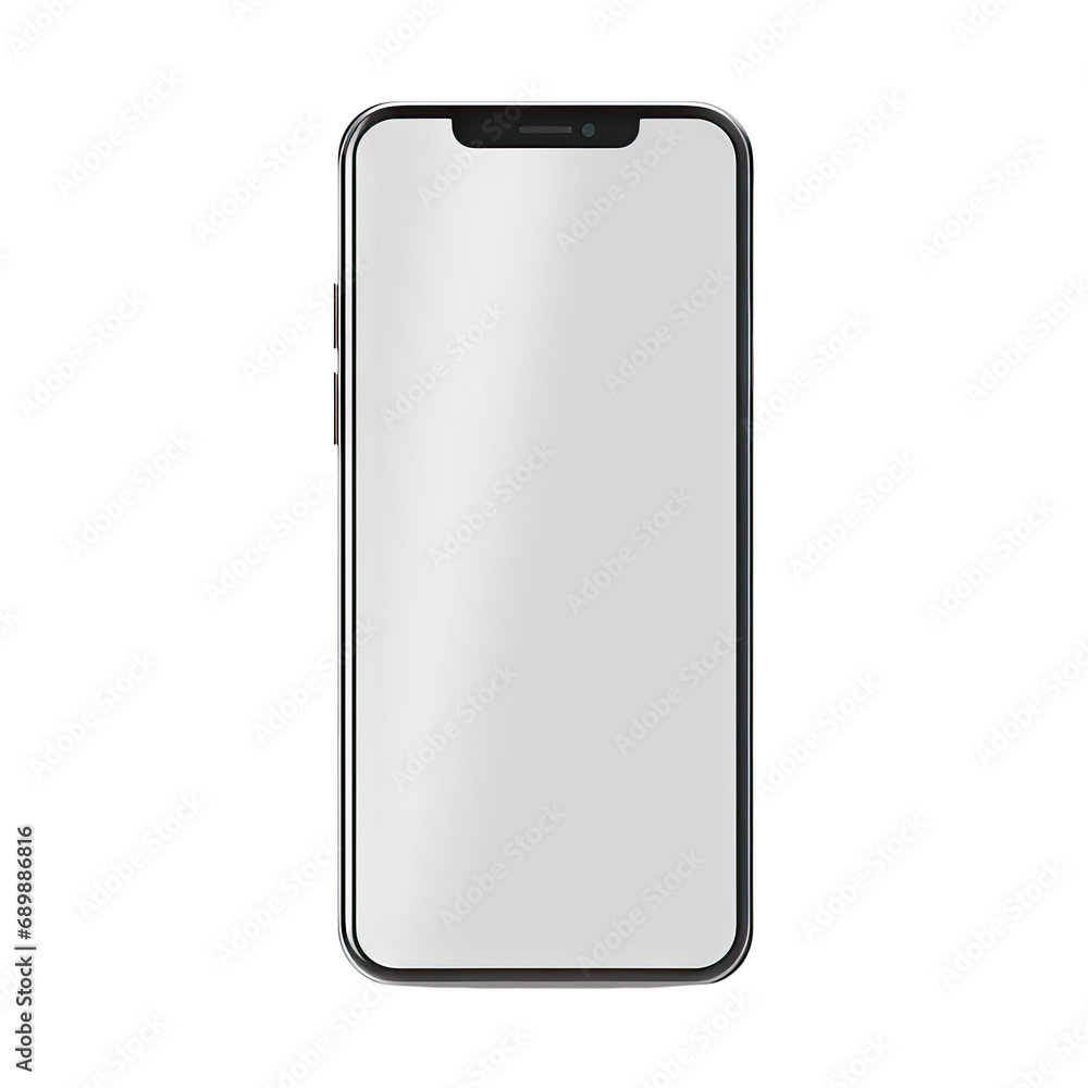 Sleek transparent smartphone with blank screen. Front view, ai mockup ...