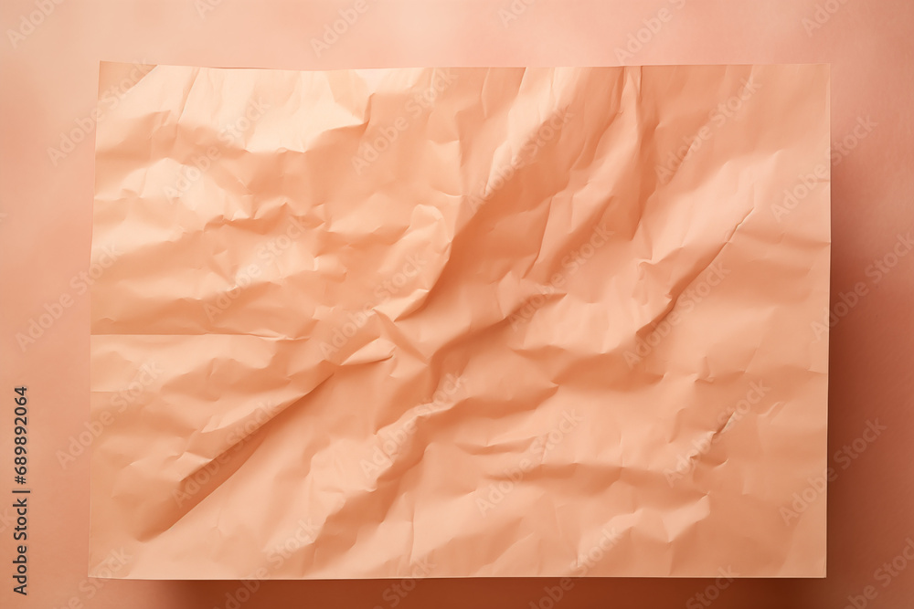 Crumpled craft paper texture in trendy peach fuzz color of year 2024 on ...