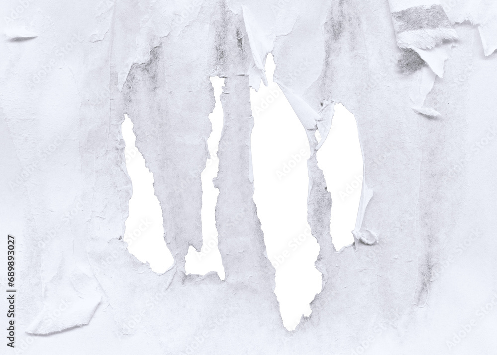 Ripped wrinkled glued paper poster texture. White creased wrinkled ...