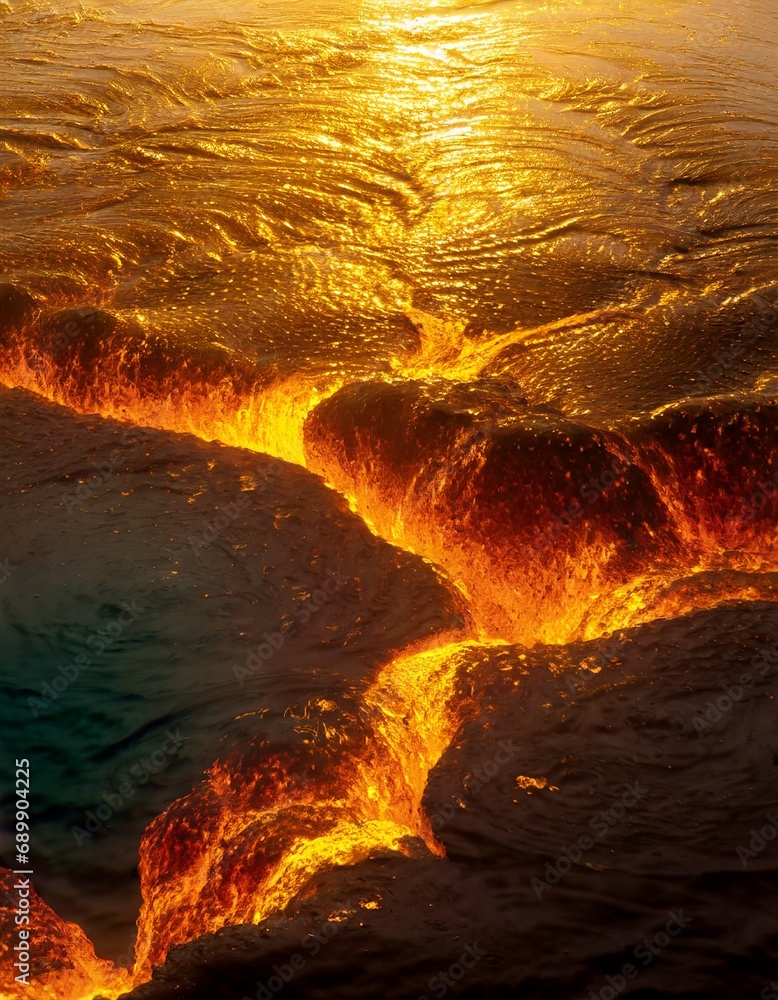 Textura de Magma artística, dinámica con oro líquido, contraste visual ...