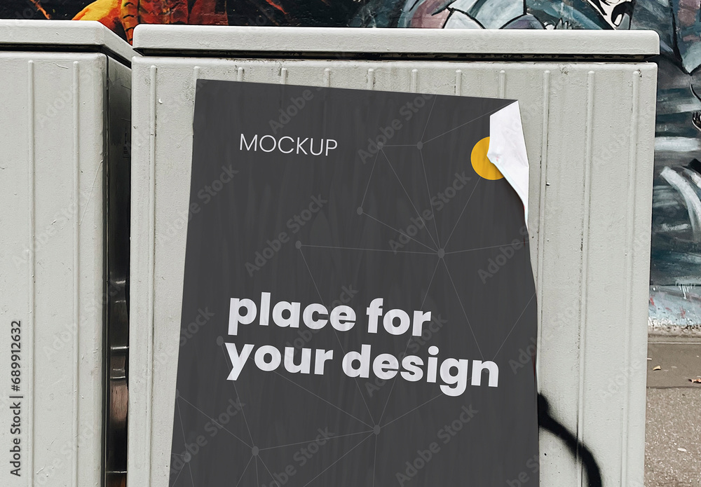 Vertical Paper Sign on Street Mockup Stock Template | Adobe Stock