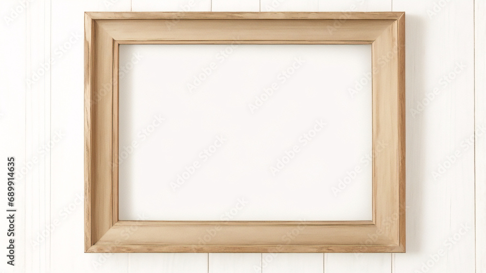 Natural wood frame isolated on transparent background. Portrait ...