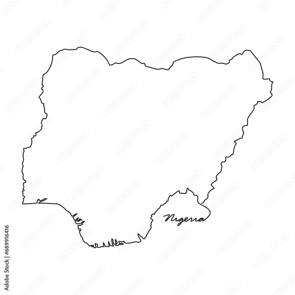 One continuous line drawing of country Map for Nigeria vector ...