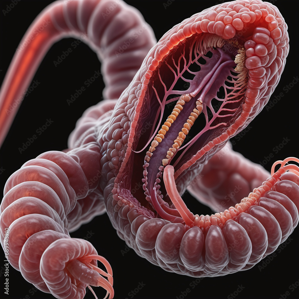 Roundworm parasites in the human intestine. Ascariasis. Diseases of the ...