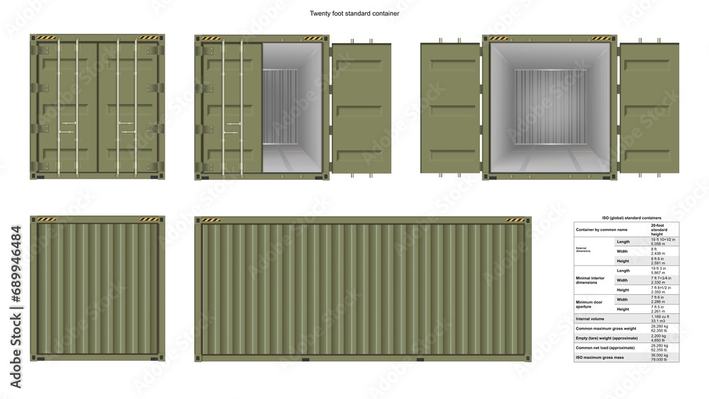 Twenty foot ISO-container, intermodal containers, shipping container ...