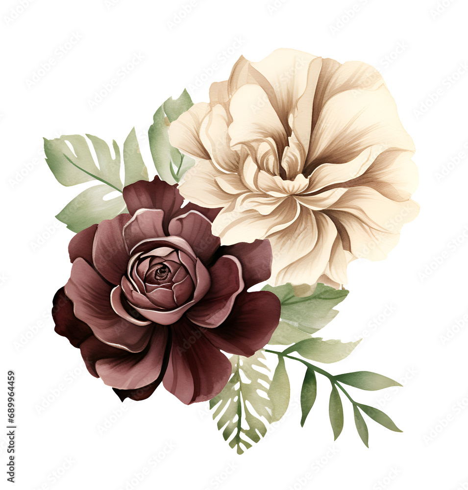 Flowers, watercolor clipart illustration with isolated background ...