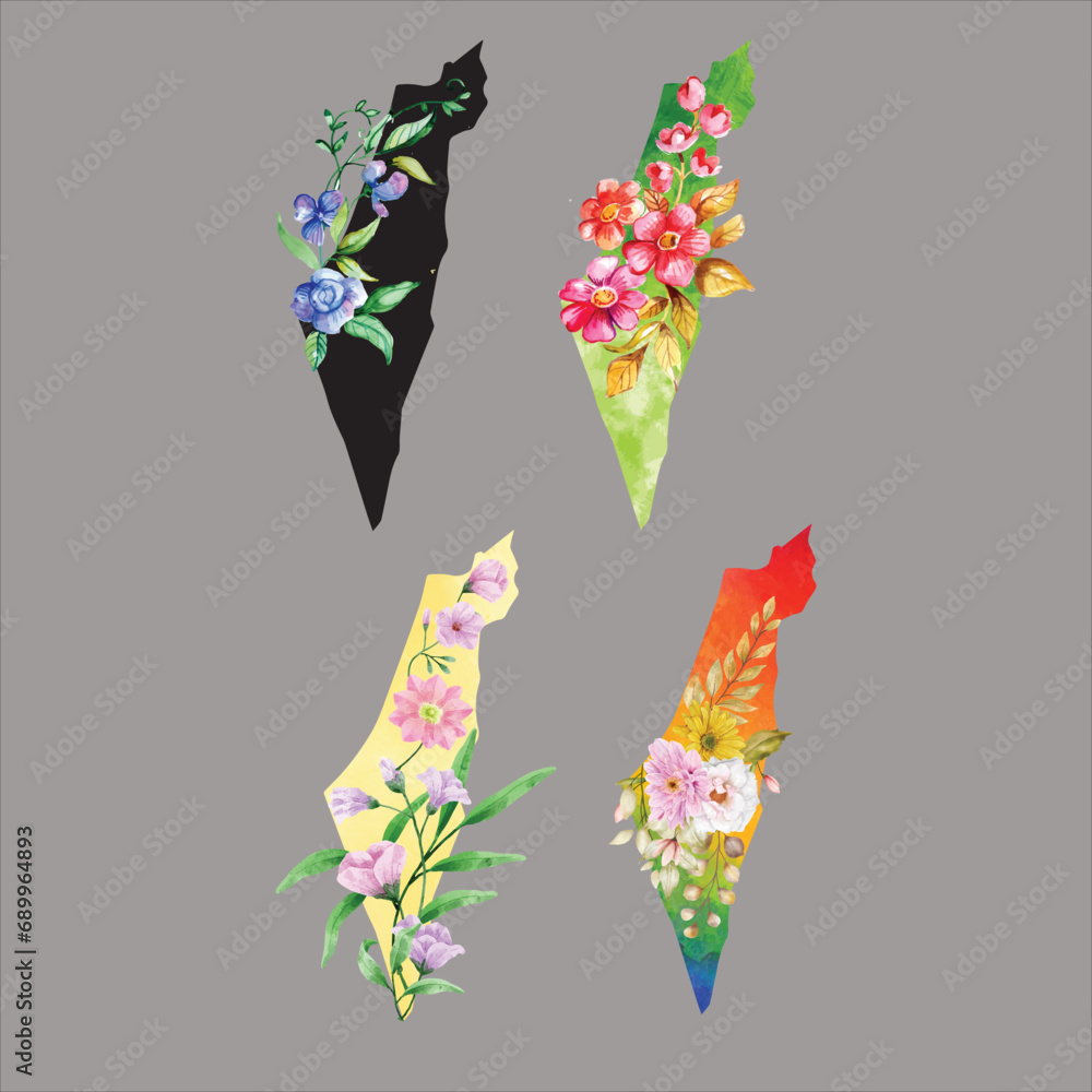 Palestine will be free, free Palestine map, Palestine flower flag ...