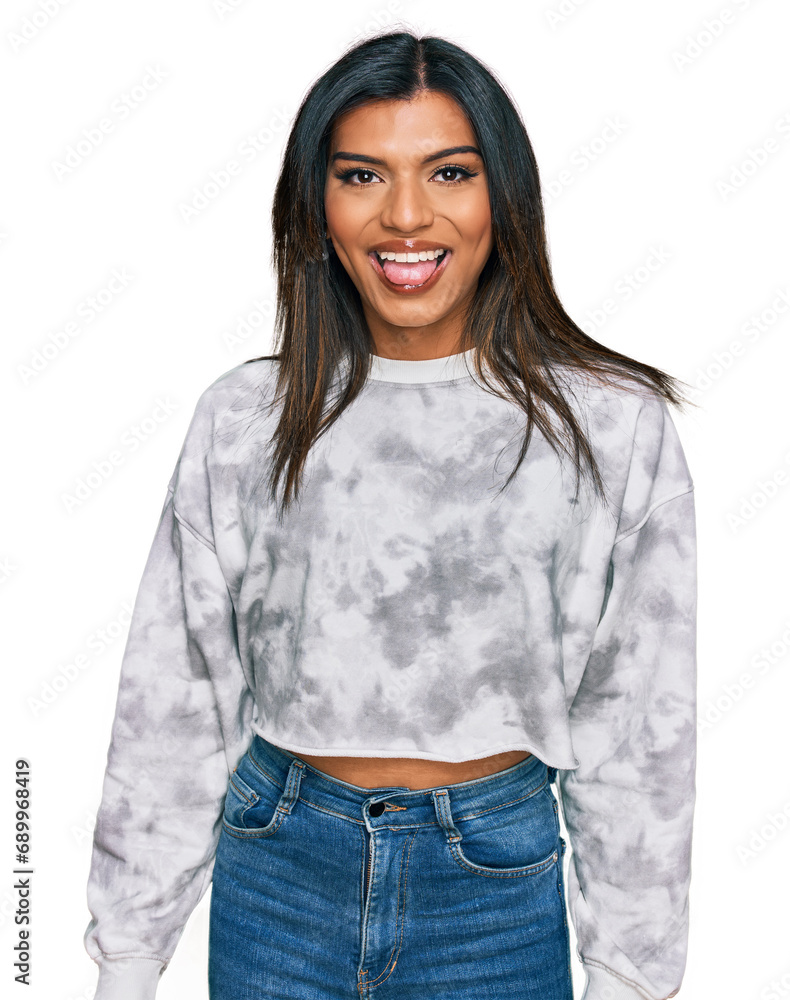 Young Latin Transsexual Transgender Woman Wearing Casual Clothes