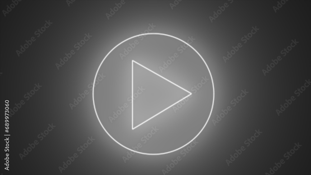 Start button. Neon glowing play button with neon circle. Play button ...