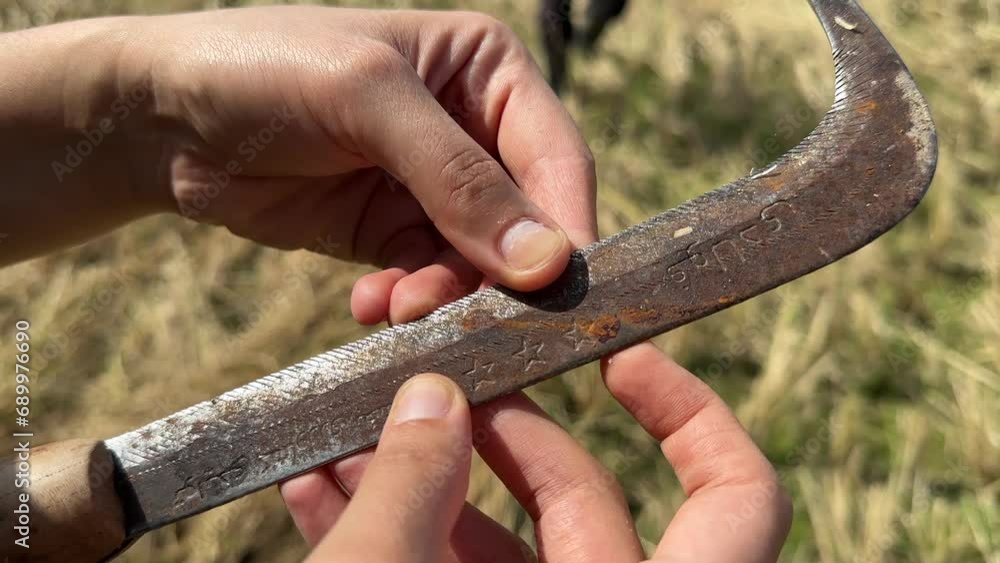 Agriculture tools crescent stickle sharp blade steel iron working teeth ...